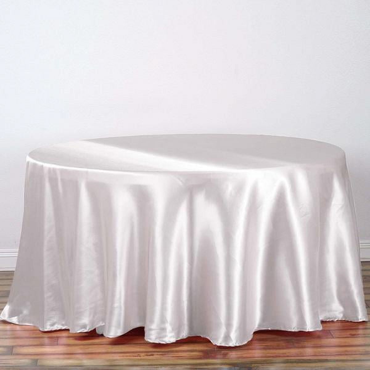 BalsaCircle White Satin Round Tablecloth - 108" Dining Linen Fabric ...