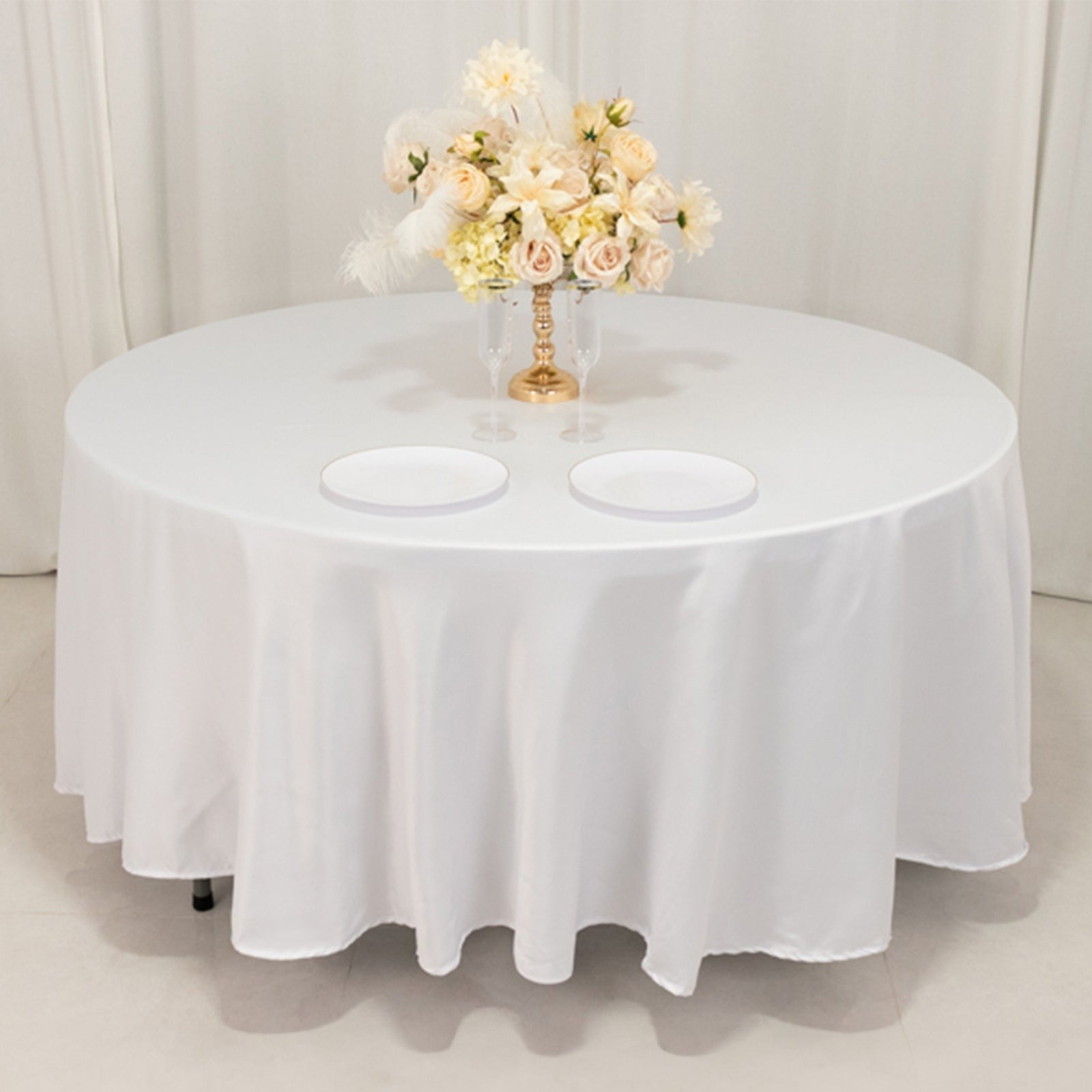 BalsaCircle 108" White Round Lamour Satin Tablecloth Table Covers ...