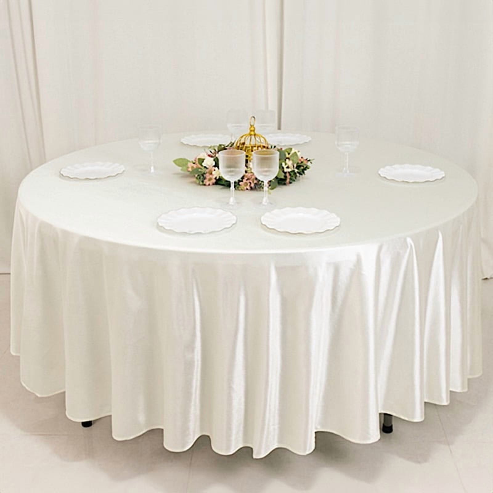 BalsaCircle 108 in Pearl White Premium Scuba Polyester Round Tablecloth ...