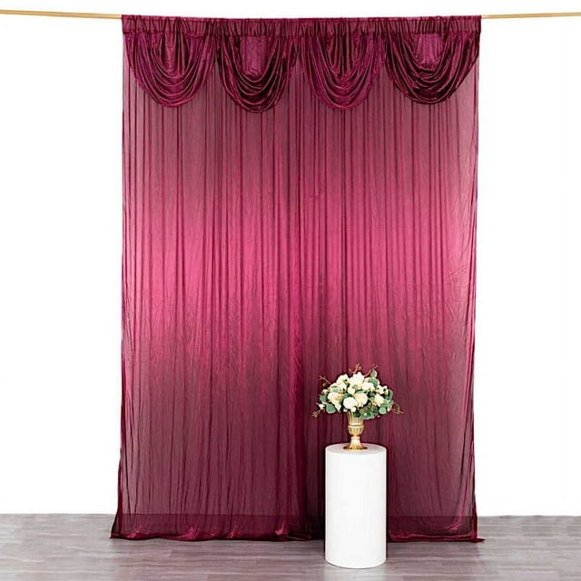 BalsaCircle 10x10 Burgundy feet Double Drape Satin Curtain Wedding ...
