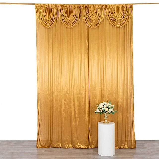 BalsaCircle 10x10 Gold feet Double Drape Satin Curtain Wedding ...