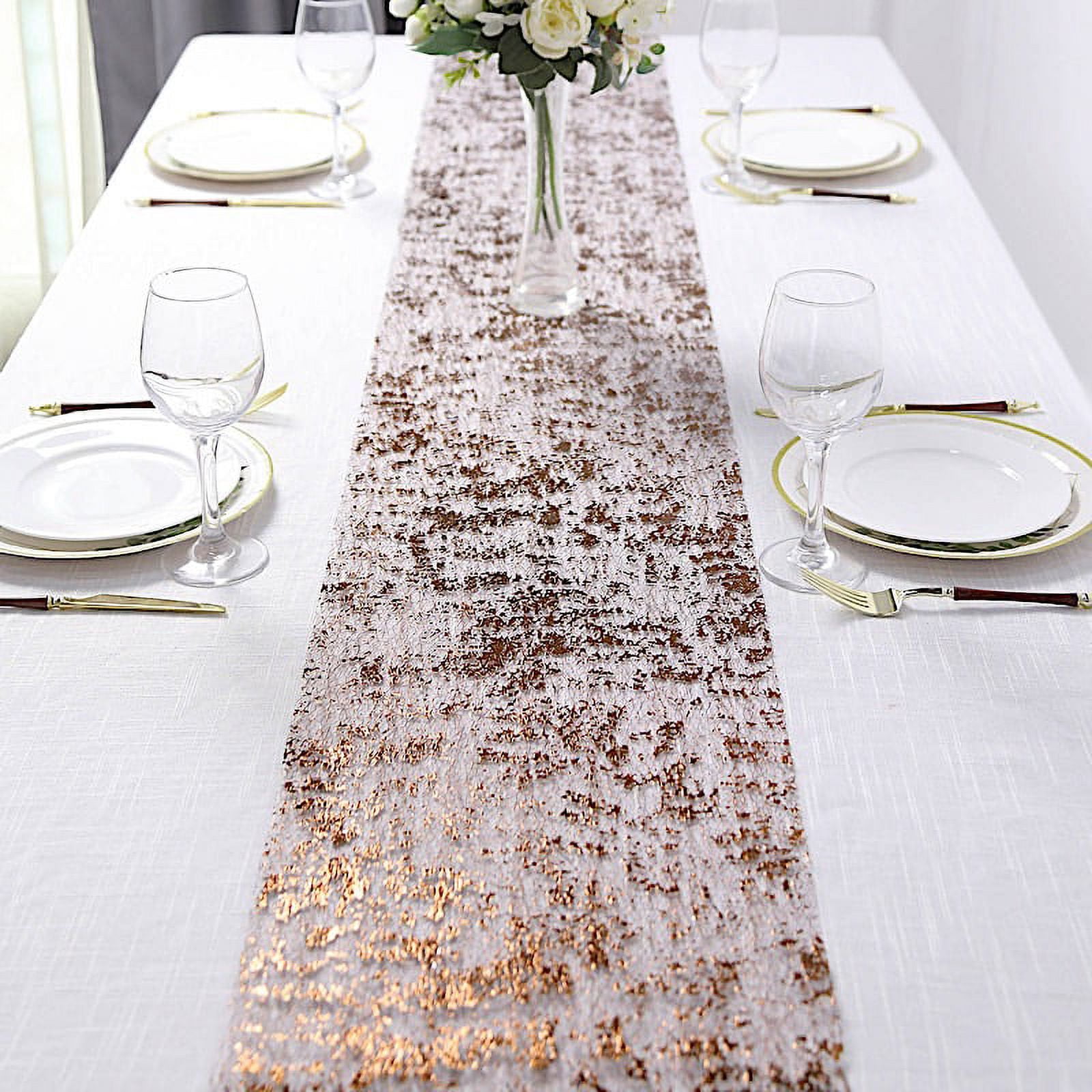BalsaCircle 11x108" Bronze Metallic Polyester Thin Mesh Table Runner ...