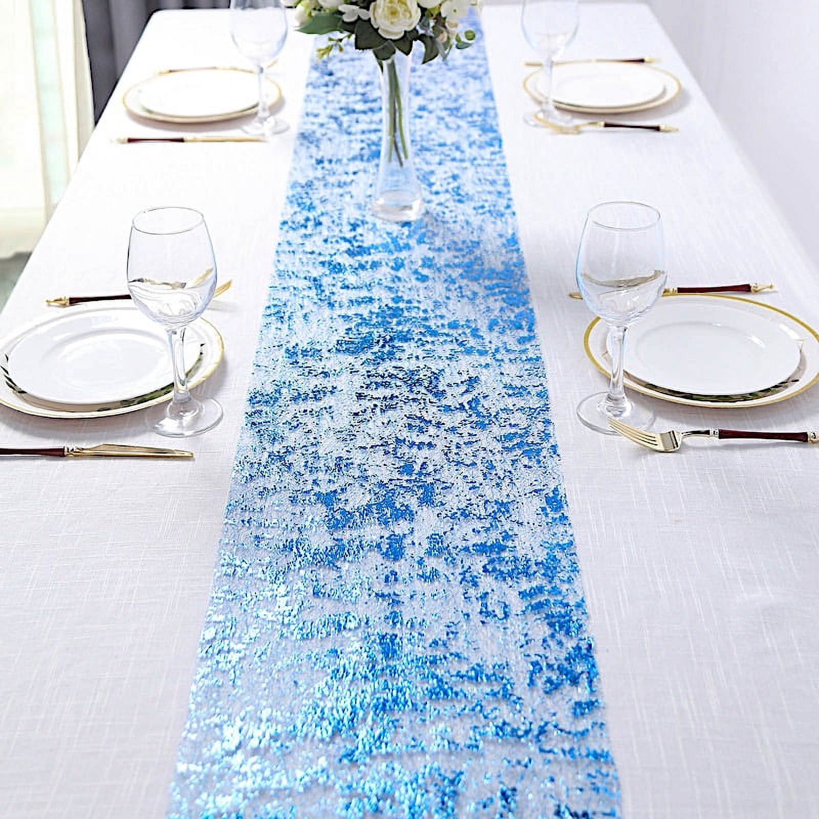 BalsaCircle 11x108" Royal Blue Metallic Polyester Thin Mesh Table ...