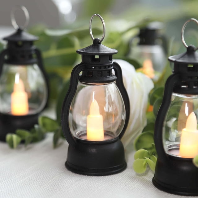 BalsaCircle 12 Black Battery Operated Vintage Mini LED Candle Lanterns ...