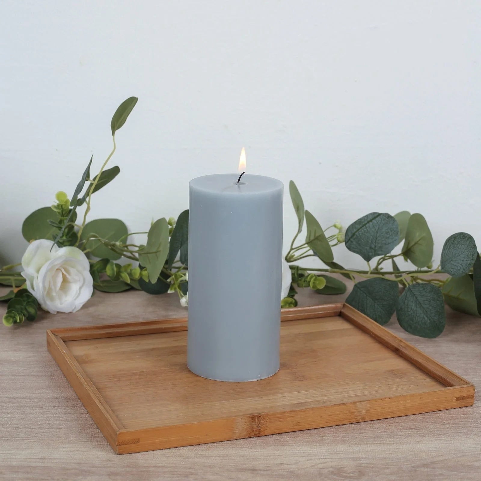 Balsa Circle 6 Dusty Blue 3x6 in Round Dripless Unscented Pillar ...