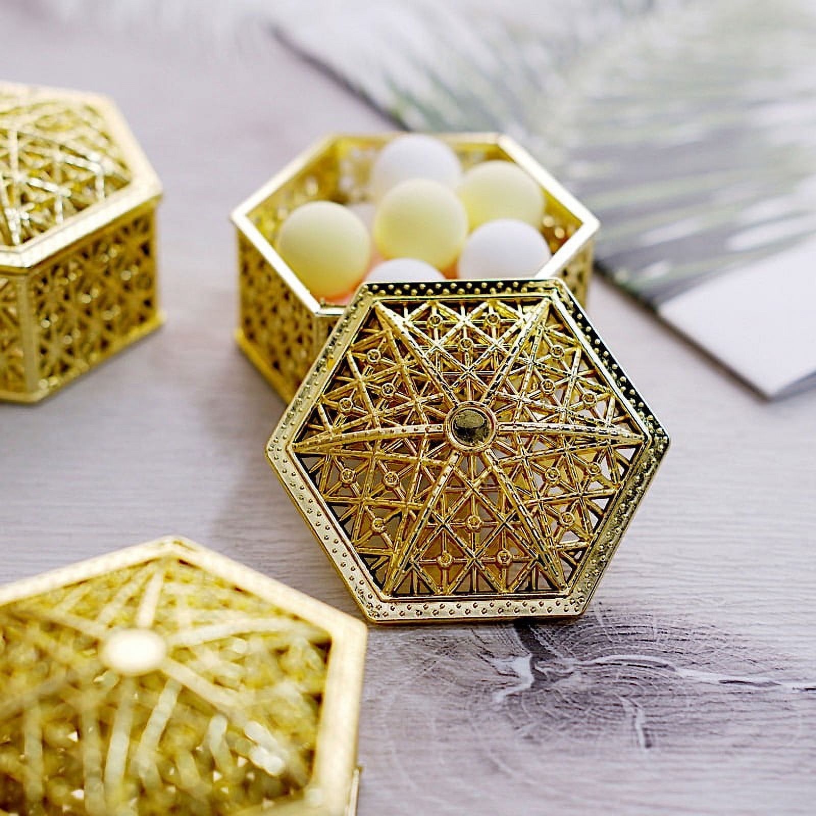 BalsaCircle 12 Gold 3" Mini Hexagon Treasure Boxes Favor Holders ...