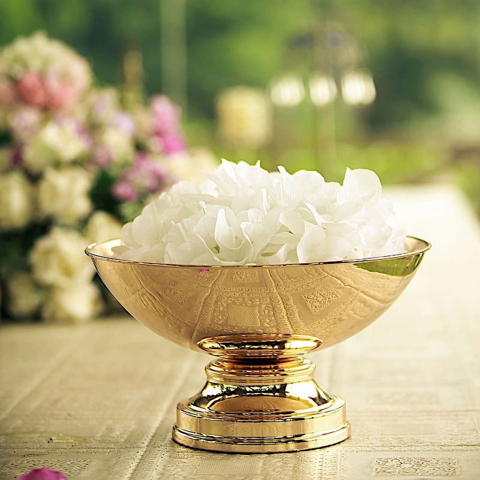 Balsa Circle Gold Compote Bowl Centerpiece, 12" Metal Pedestal Vase ...