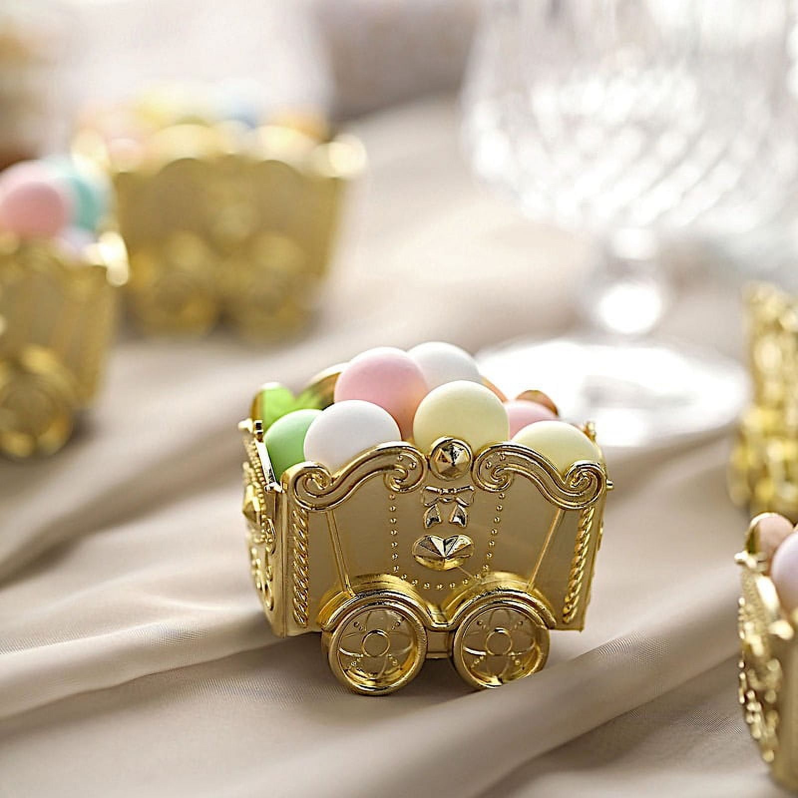 BalsaCircle 12 Gold Metallic Mini Chariot Party Favor Boxes Candy Gift ...