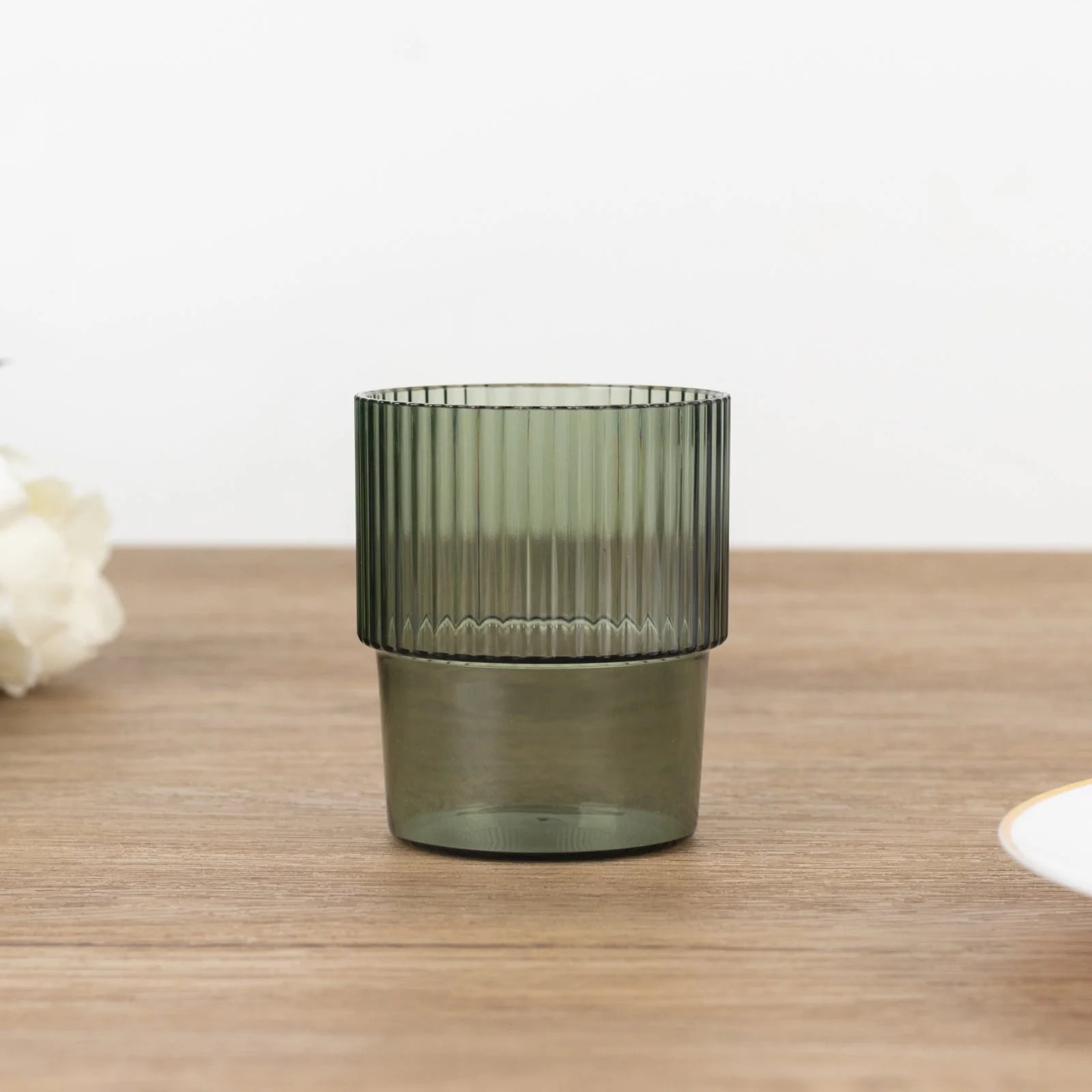 BalsaCircle 12 Hunter Green 7 oz Stackable Ribbed Reusable Plastic cups ...