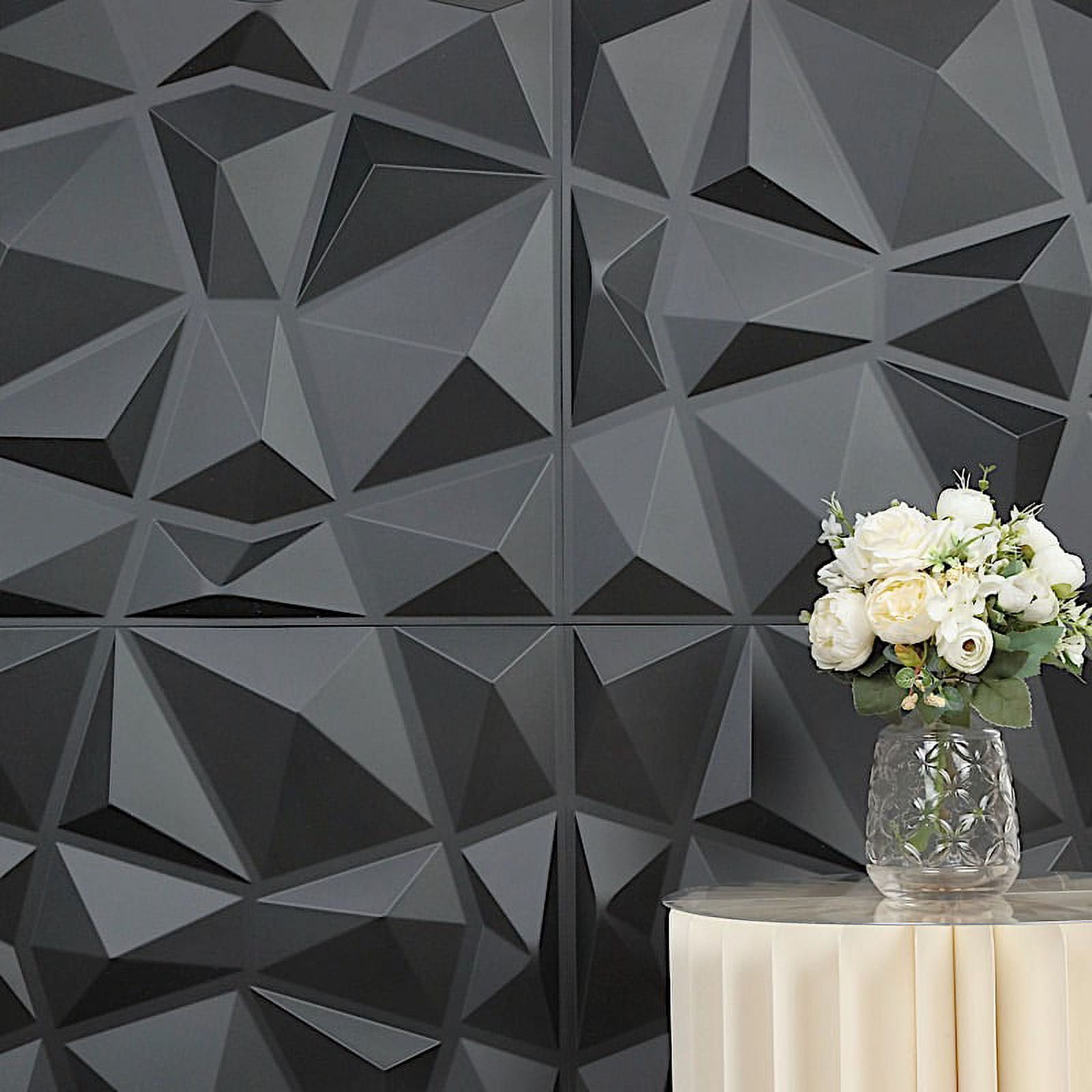 BalsaCircle 12 Matte Black 20x20" Square 3D Diamond Textured PVC Stick ...