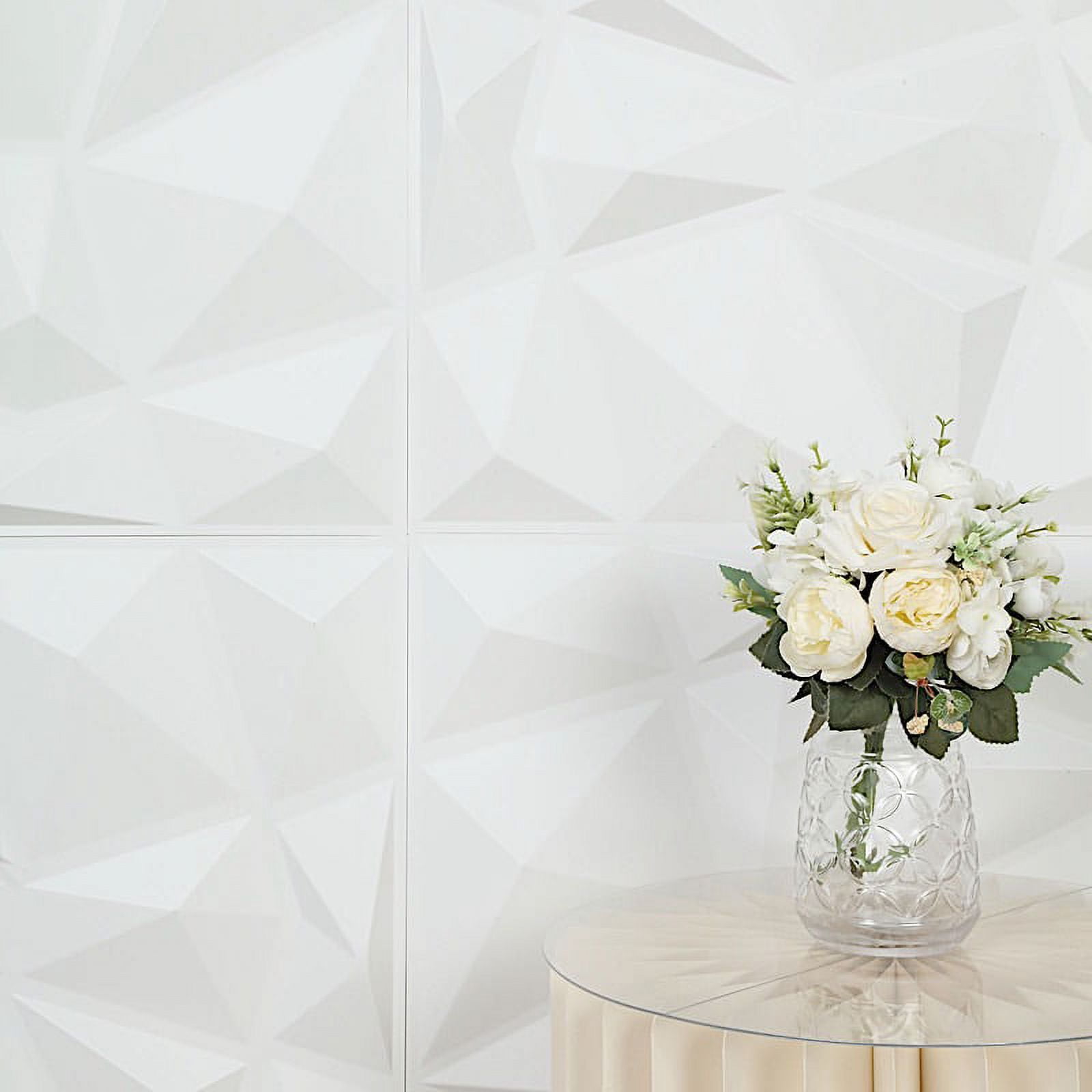 BalsaCircle 12 Matte White 20x20" Square 3D Diamond Textured PVC Stick ...