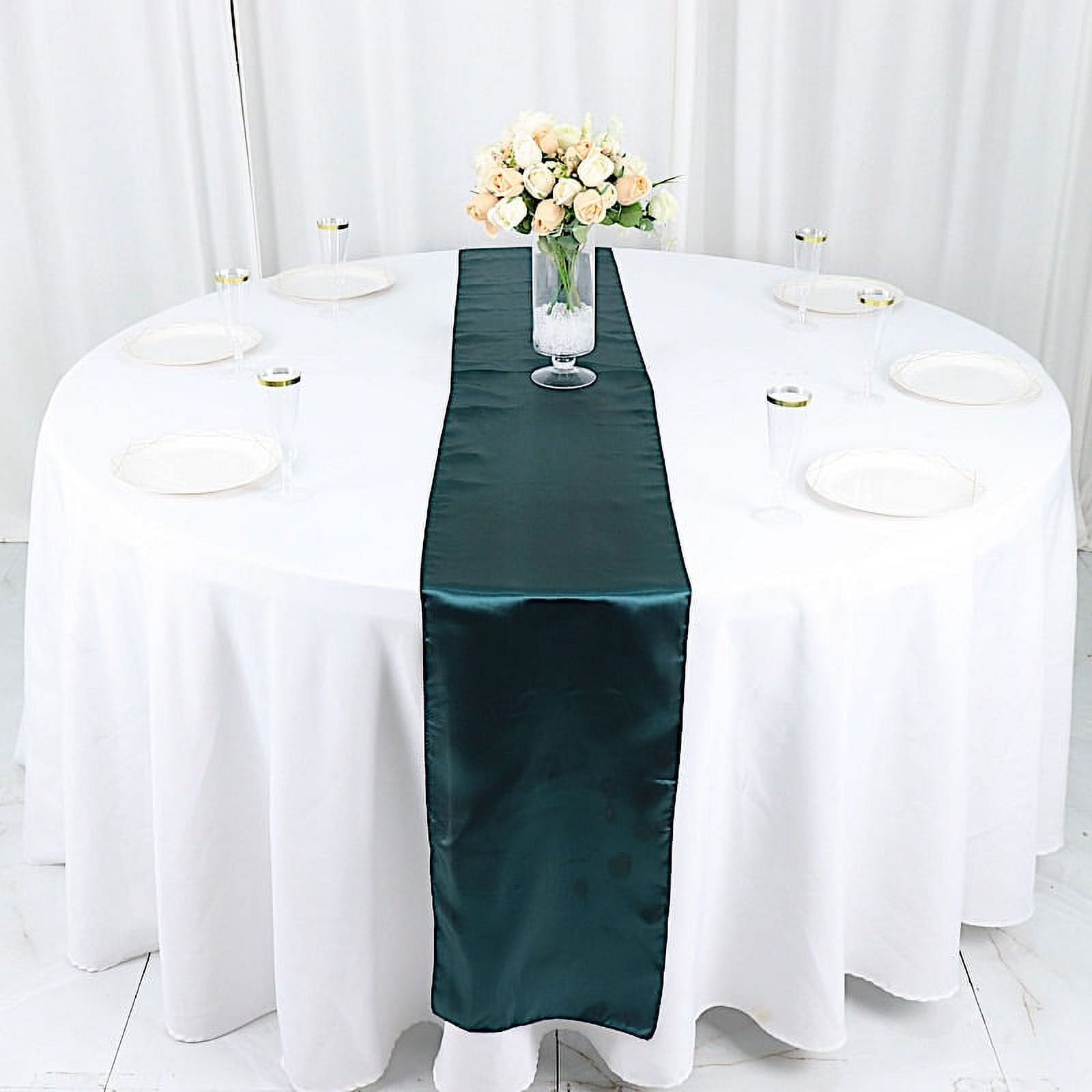 BalsaCircle 12 Pieces 12" x 108" Peacock Teal Satin Table Runners Table ...