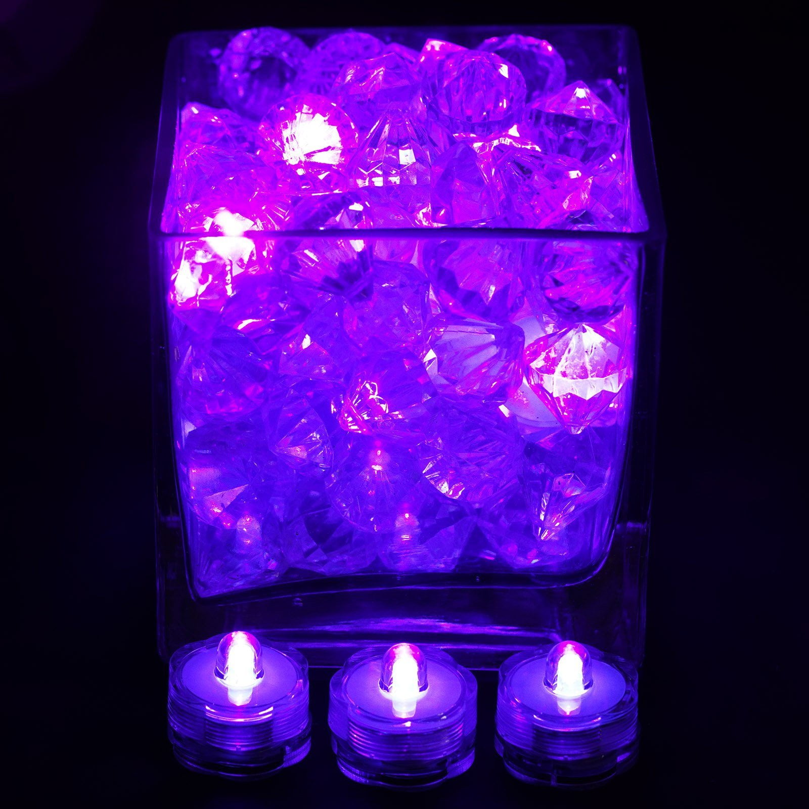 BalsaCircle 12 Pieces Purple LED Small Submersible Lights Vases Party ...
