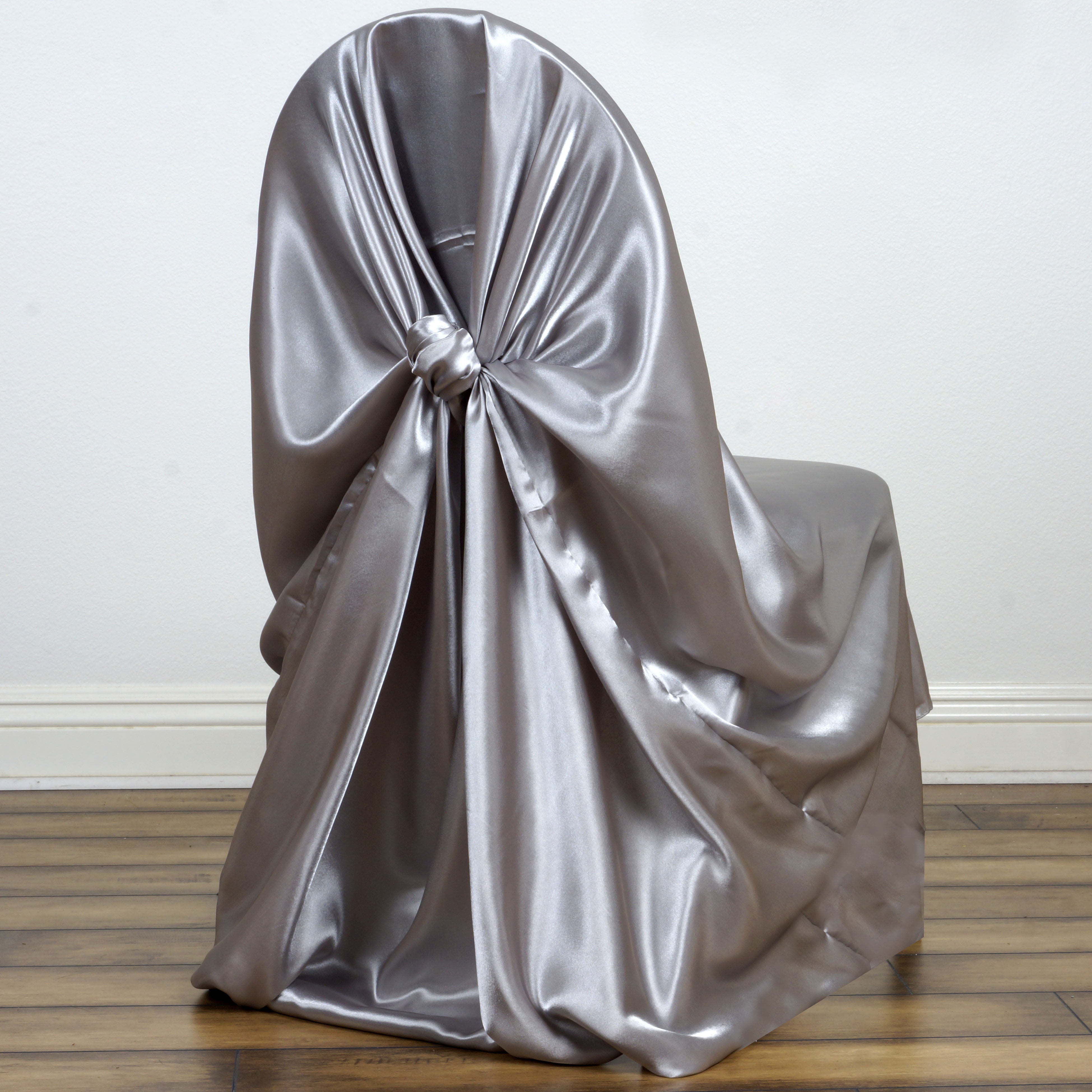 Balsa Circle 12 Silver Universal Solid Satin Chair Covers Slipcovers ...