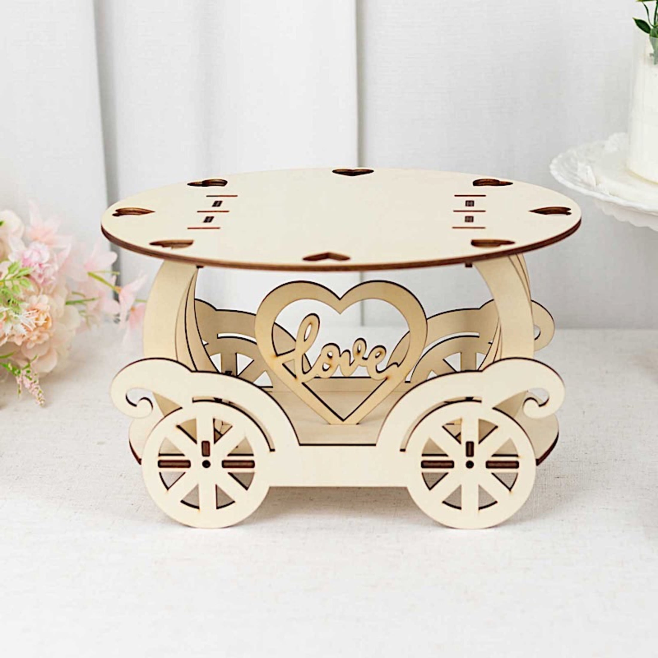 Balsa Circle 12 in Natural Wooden Carriage Wedding Cake Stand Party ...