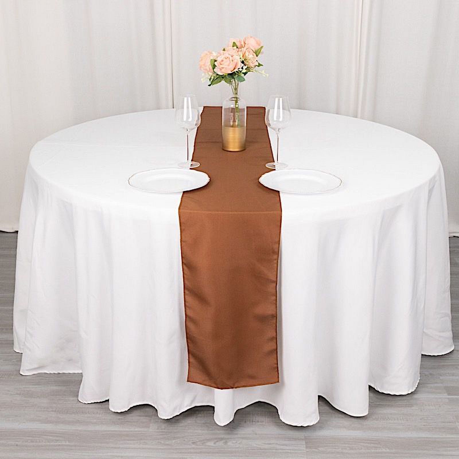 BalsaCircle 12" x 108" Polyester Table Top Runner Cinnamon Brown ...