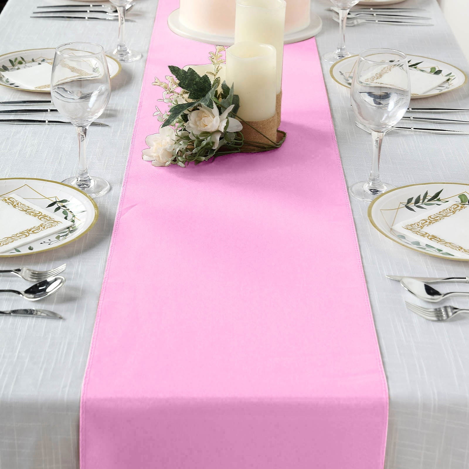 BalsaCircle 12" x 108" Polyester Table Top Runner Pink - Walmart.com