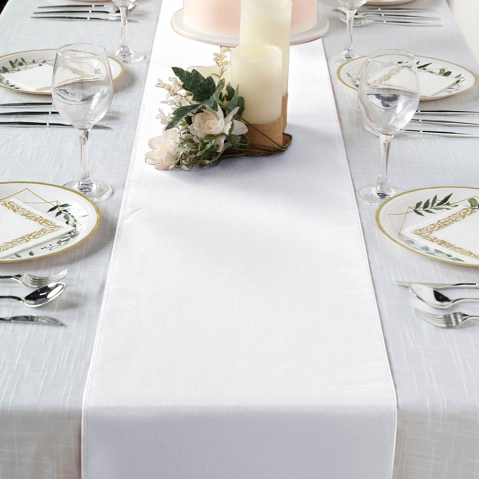 BalsaCircle 12" x 108" White Polyester Table Runner for Wedding and ...