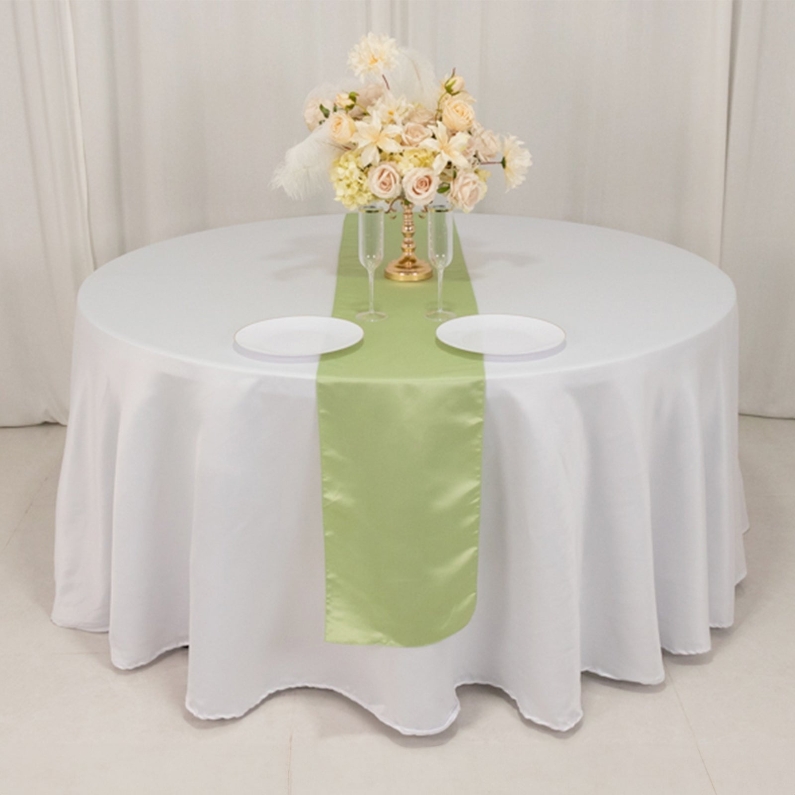 BalsaCircle 12" x 108" Sage Green Lamour Satin Table Top Runner Wedding ...