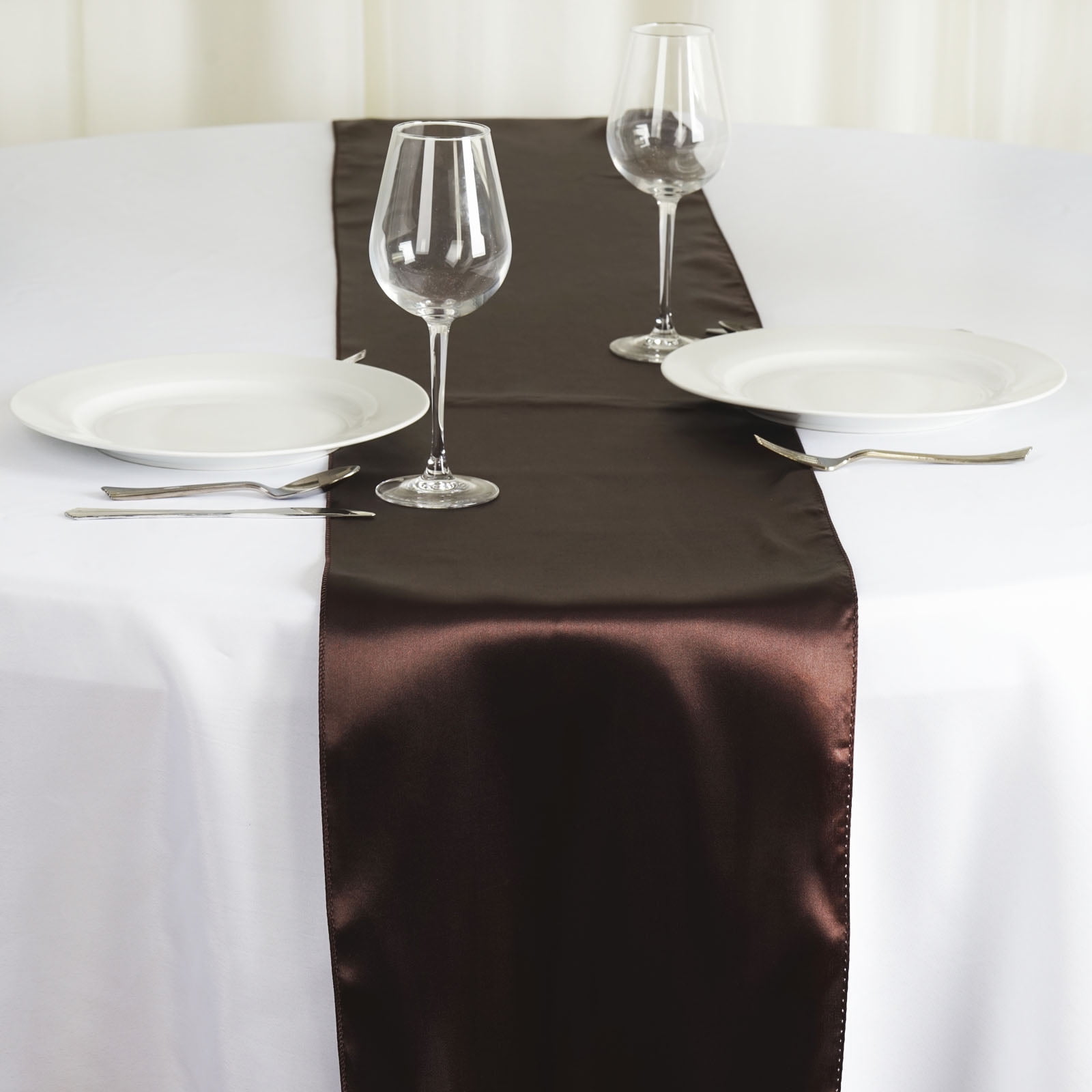 BalsaCircle 12" x 108" Chocolate Brown Satin Table Runner for Weddings ...