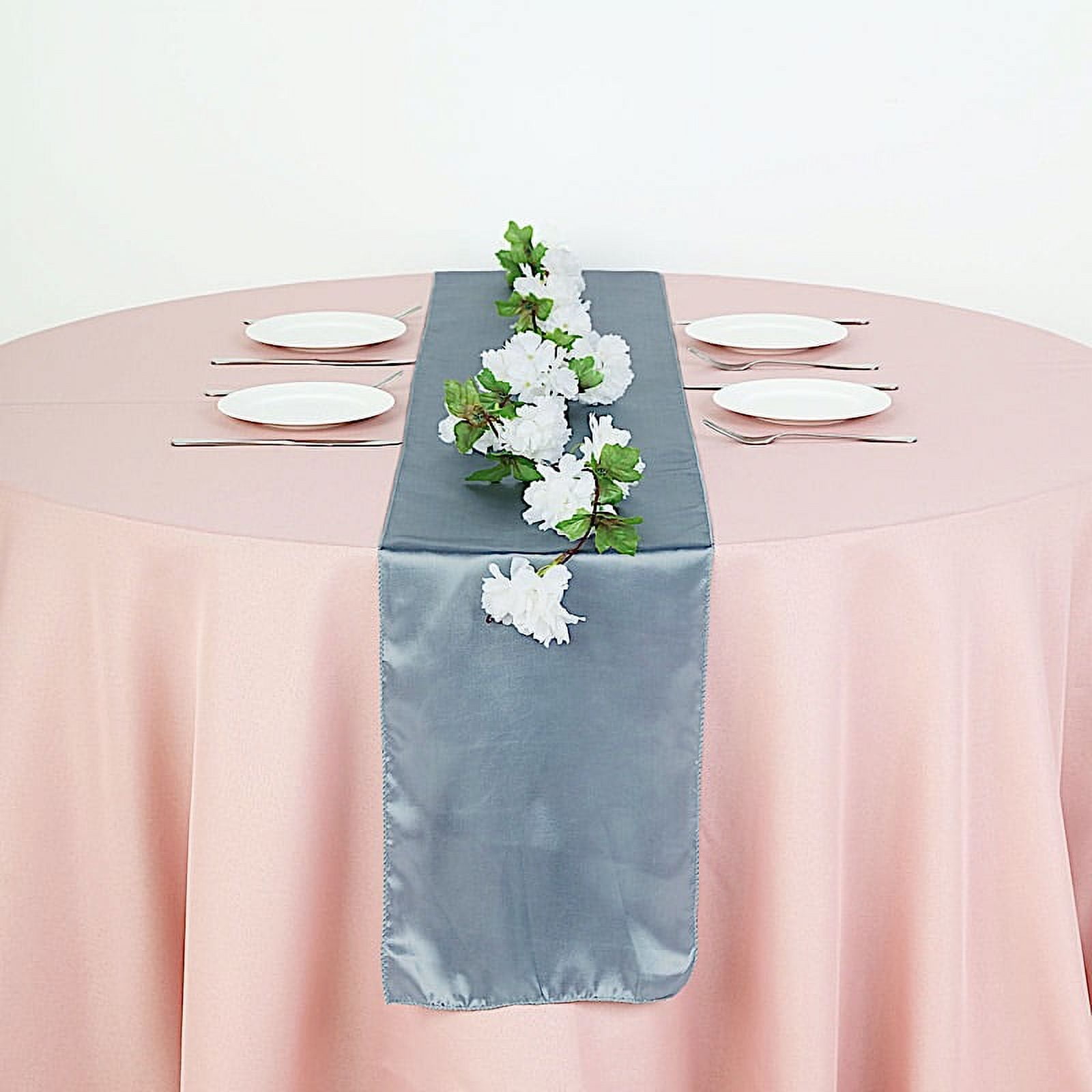 BalsaCircle 12" x 108" Satin Table Top Runner Wedding Linens Dusty Blue ...