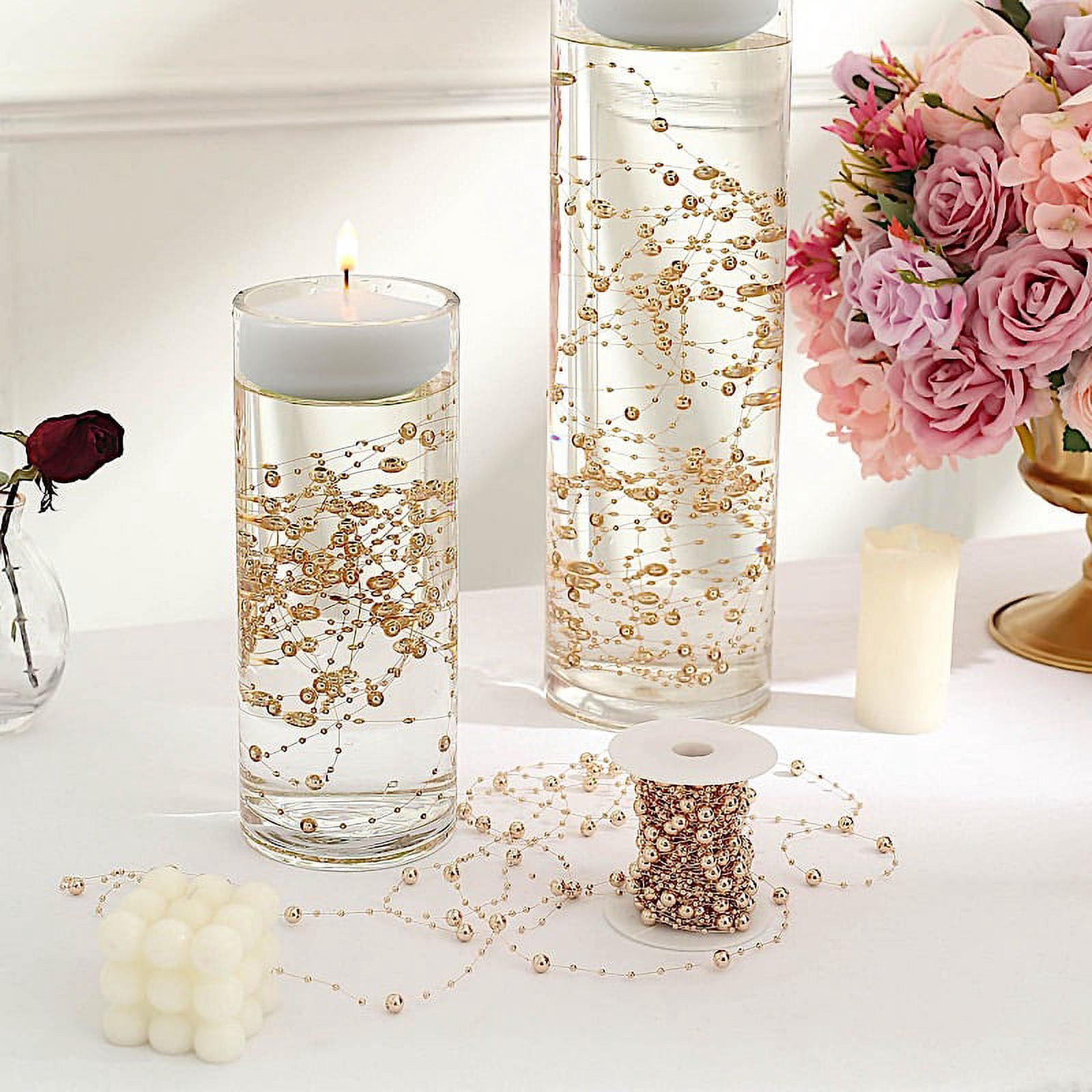 BalsaCircle 100 feet Rose Gold Artificial Pearls String Beads Garland ...