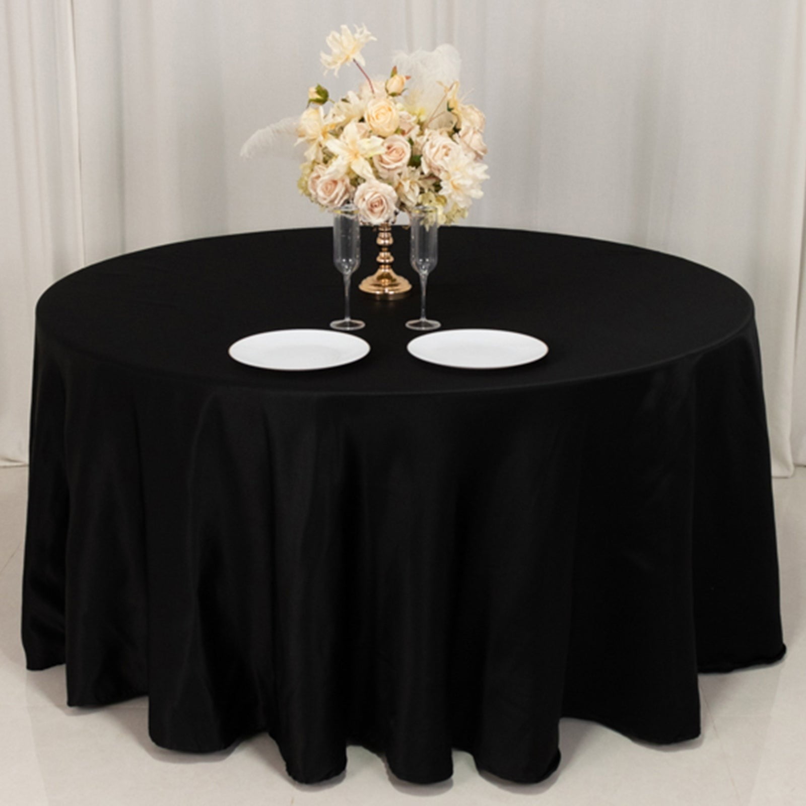 BalsaCircle 120" Black Round Lamour Satin Tablecloth Table Covers ...