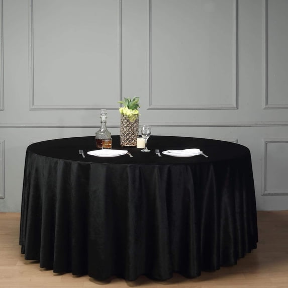 Balsa Circle 120" Black Round Premium Velvet Tablecloth Reception ...