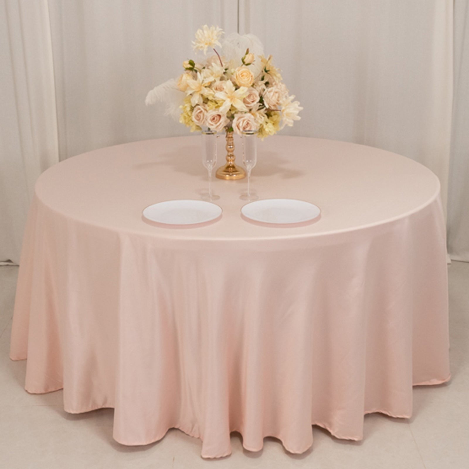 BalsaCircle 120" Blush Round Lamour Satin Tablecloth Table Covers ...