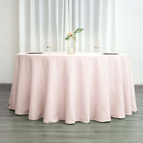 BalsaCircle 120" Round Polyester Tablecloth - Blush, Wedding, Reusable ...