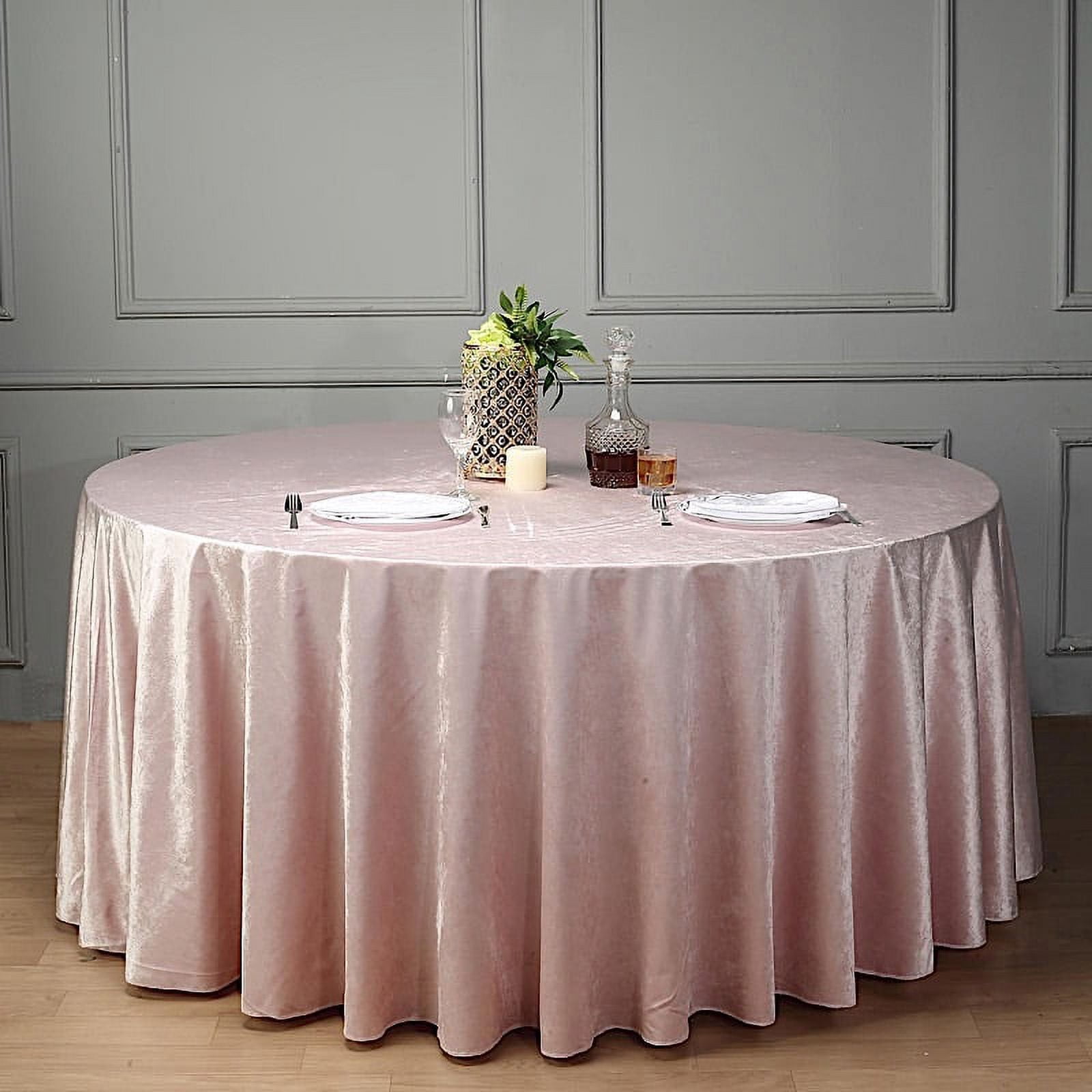 "BalsaCircle Elegant 120"" Blush Round Velvet Wedding Tablecloth for ...