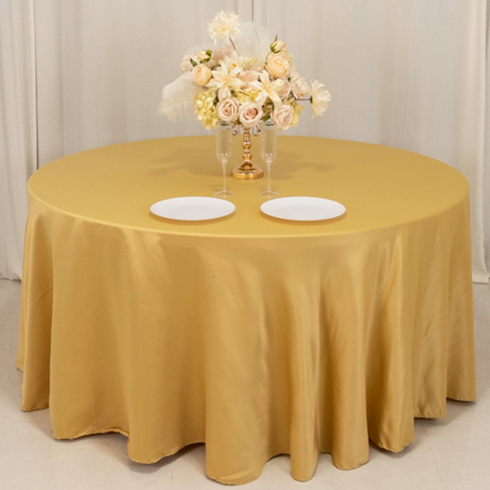 BalsaCircle 120" Champagne Round Lamour Satin Tablecloth Table Covers ...