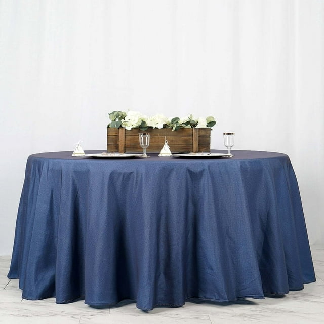 BalsaCircle 120" Dark Blue Faux Denim Polyester Round Tablecloth Linens ...