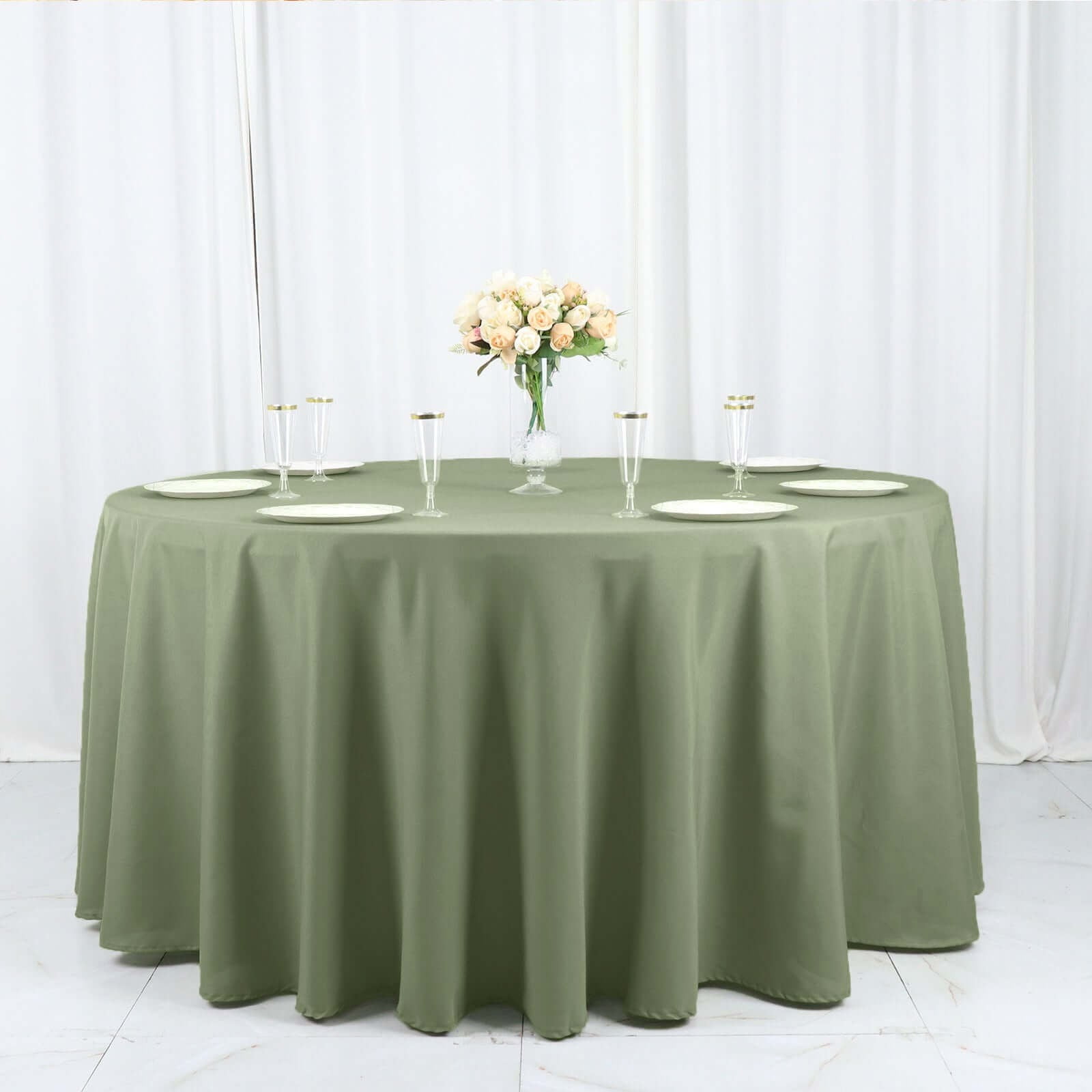 BalsaCircle 120" Eucalyptus Green Round Polyester Tablecloth Wedding ...