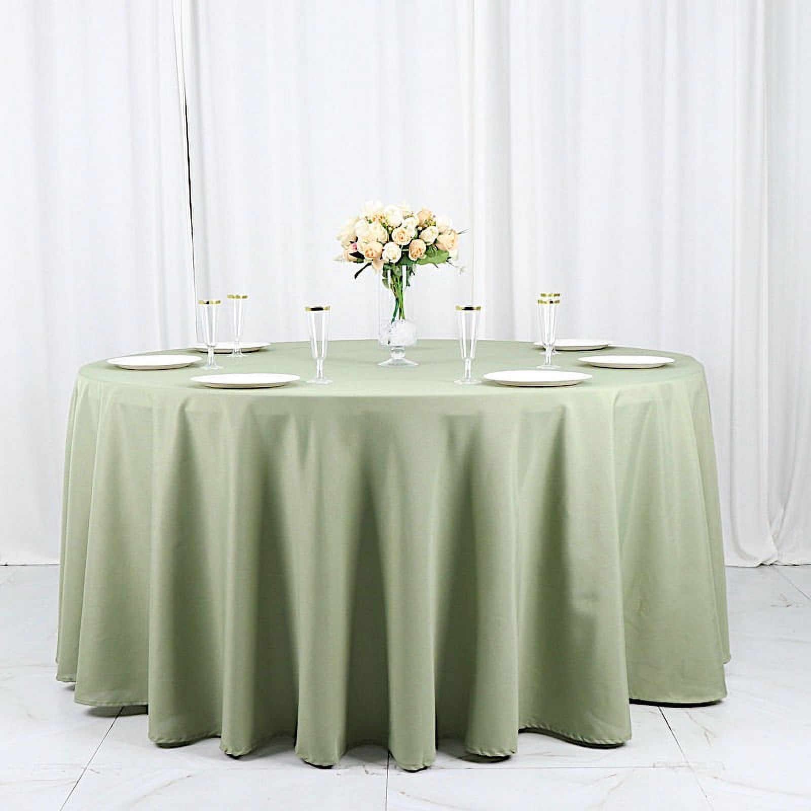 Efavormart 120" Sage Green Round Polyester Tablecloth With Gold Foil ...