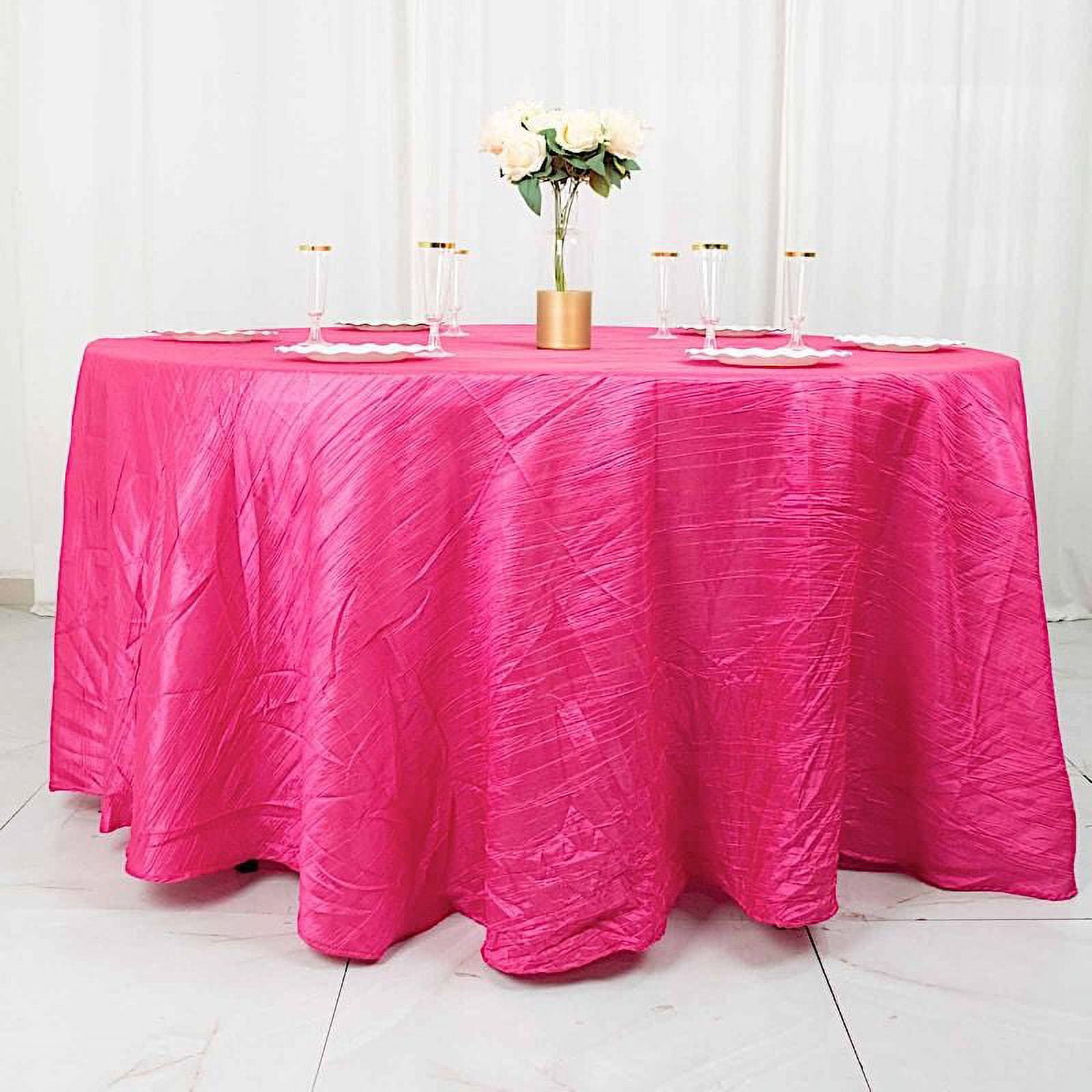 BalsaCircle 120" Fuchsia Accordion Crinkle Taffeta Round Tablecloth ...