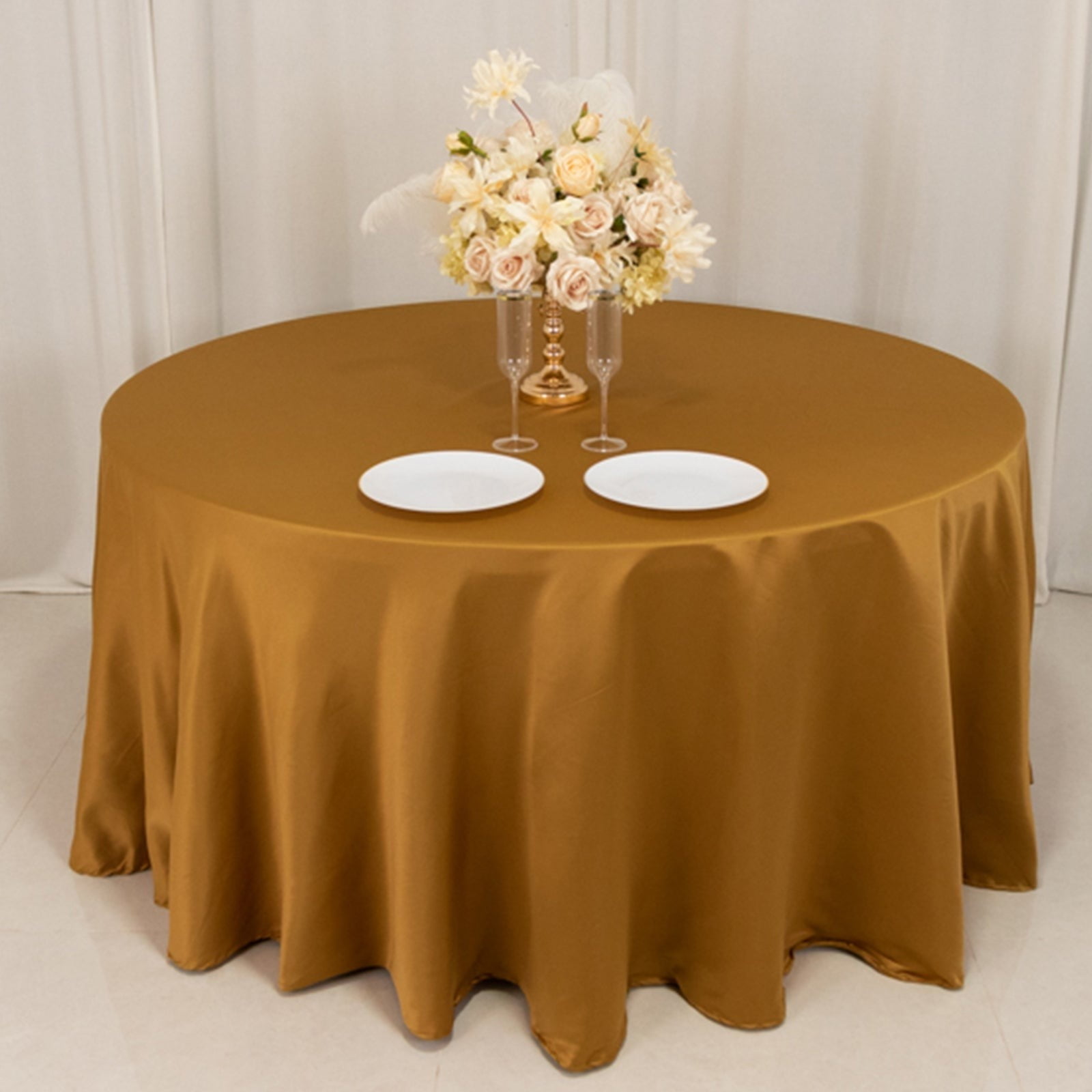 BalsaCircle 120" Gold Round Lamour Satin Tablecloth Table Covers ...