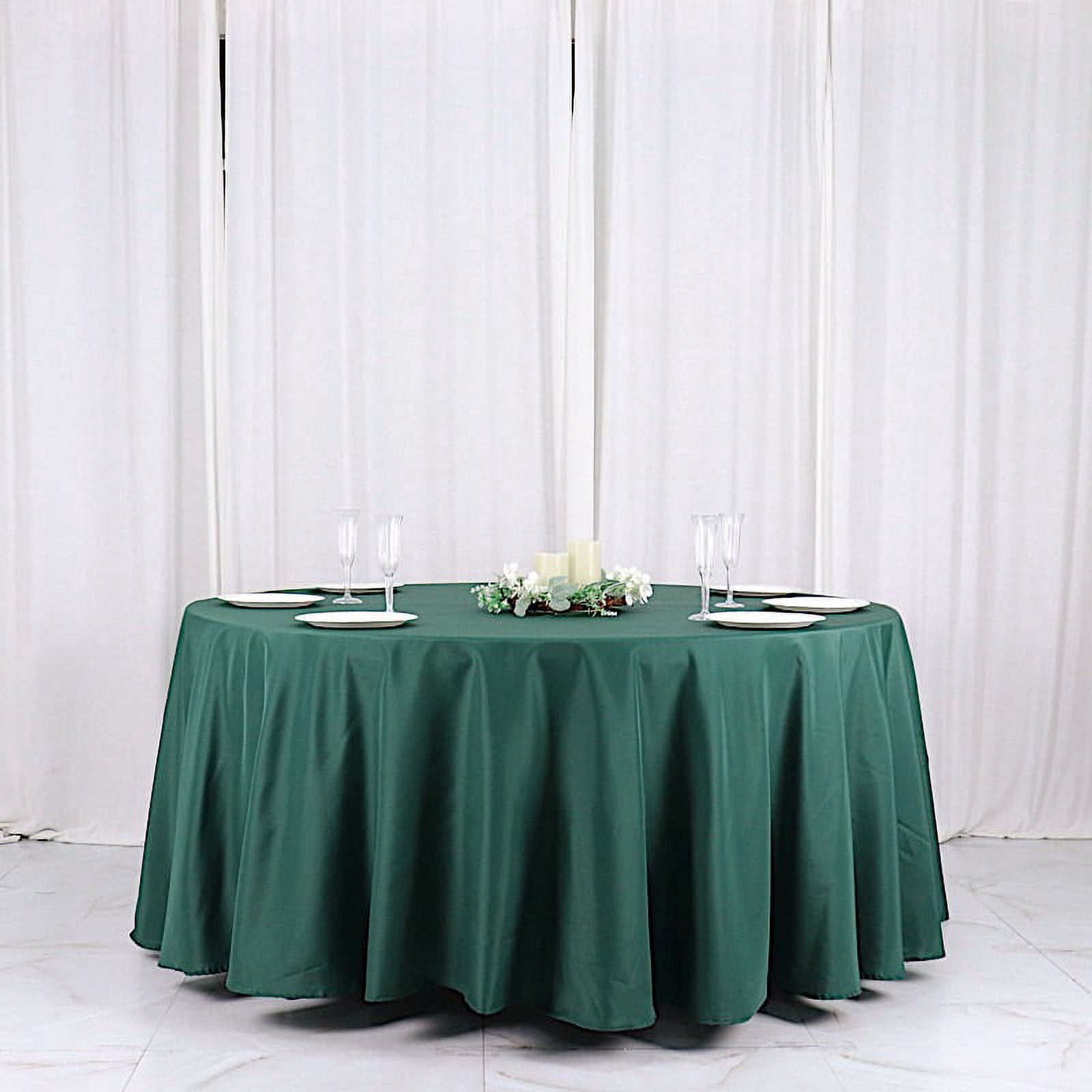 BalsaCircle 120" Hunter Green Round Polyester Tablecloth Wedding Table ...