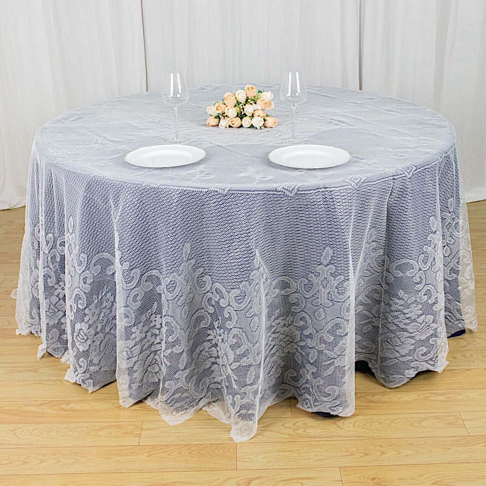 Balsa Circle 120" Ivory Premium Lace Round Tablecloth Table Linens ...