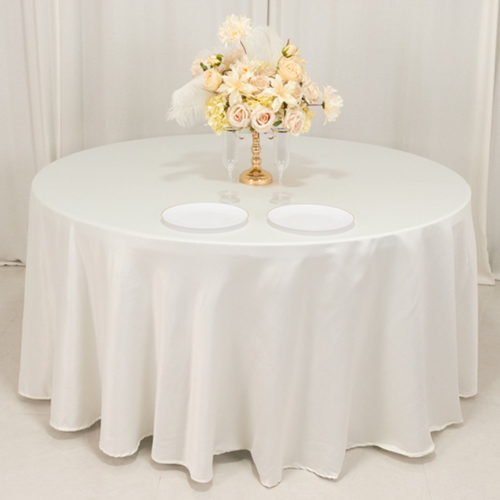 BalsaCircle 120" Ivory Round Lamour Satin Tablecloth Table Covers ...