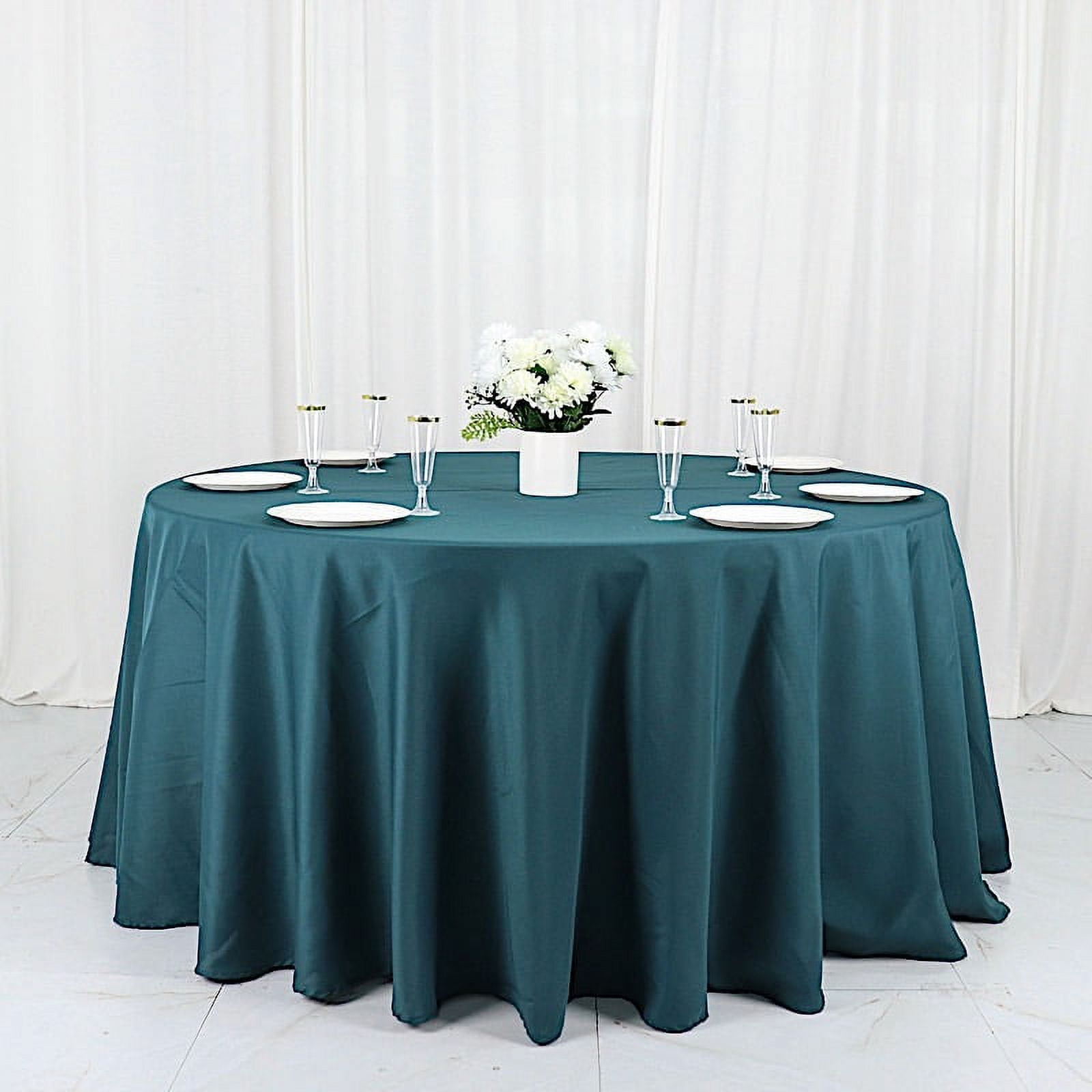 BalsaCircle 120" Round Polyester Tablecloth - Peacock Teal Linens for ...