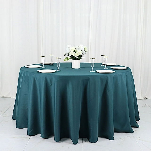 BalsaCircle 120" Round Polyester Tablecloth - Peacock Teal Linens for Wedding & Events - Walmart.com