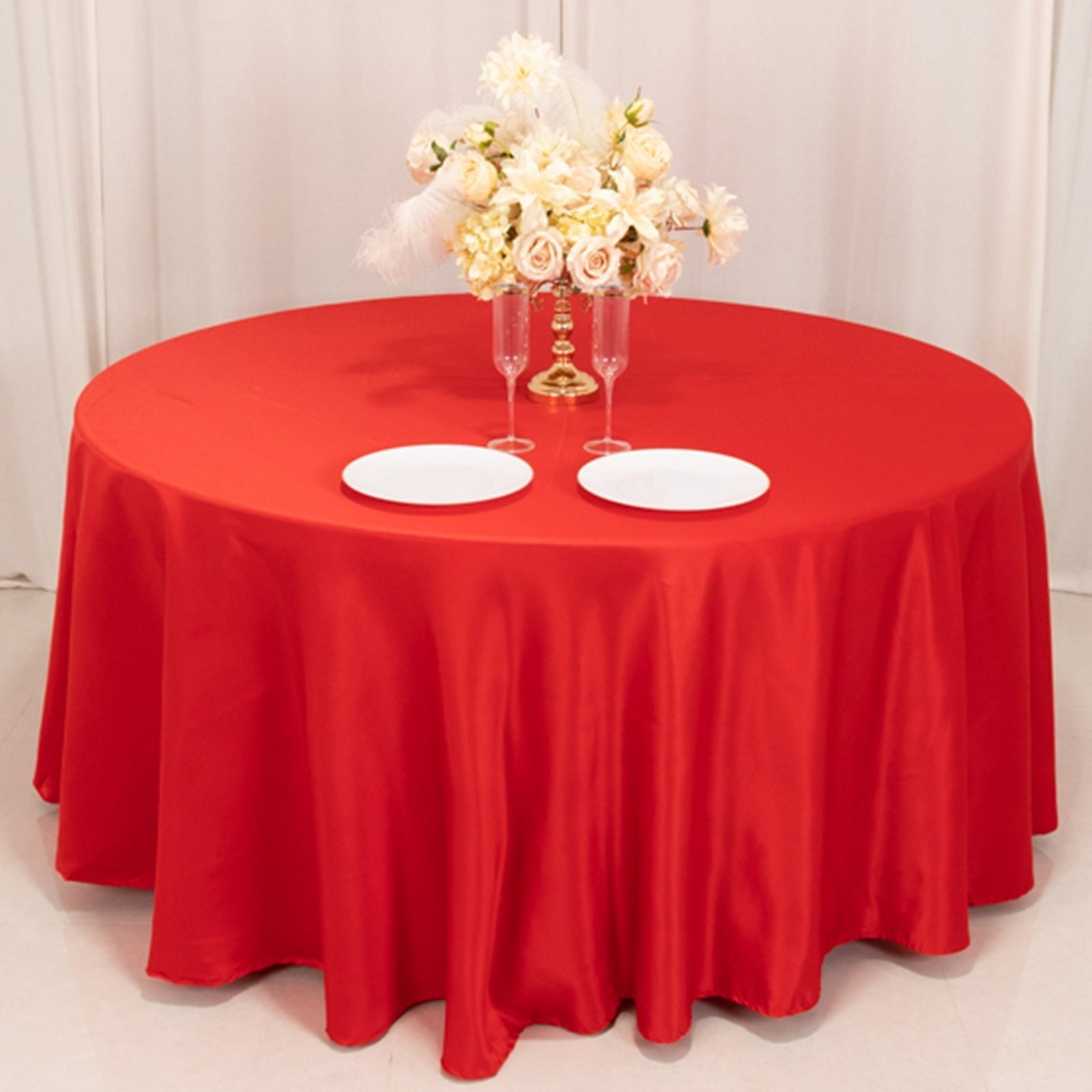 BalsaCircle 120" Red Round Lamour Satin Tablecloth Table Covers ...