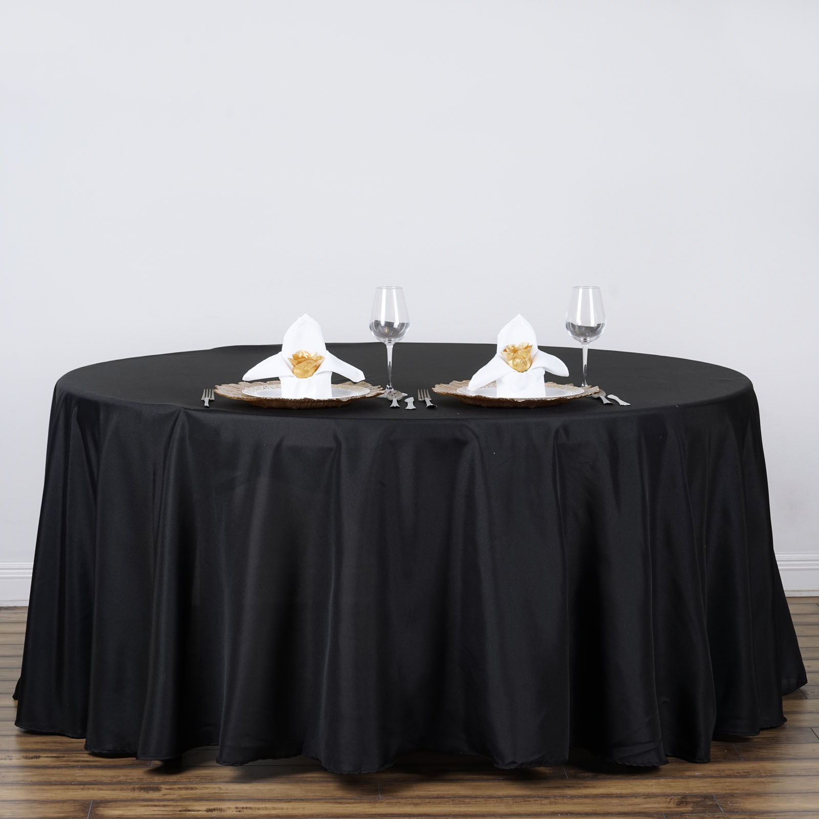 BalsaCircle 108" Round Satin Tablecloth Black Round Table Linen ...