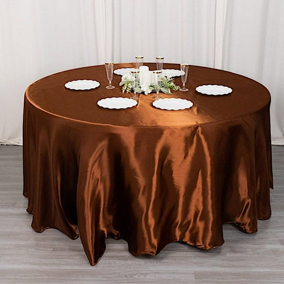 BalsaCircle 120" Round Satin Tablecloth Cinnamon Brown - Walmart.com