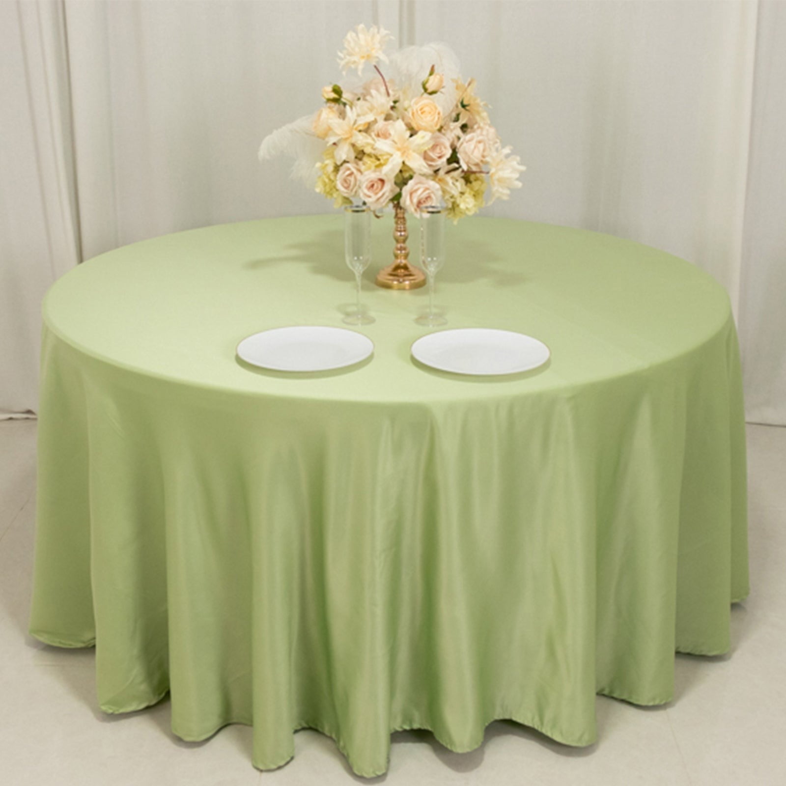 BalsaCircle 120" Sage Green Round Lamour Satin Tablecloth Table Covers ...