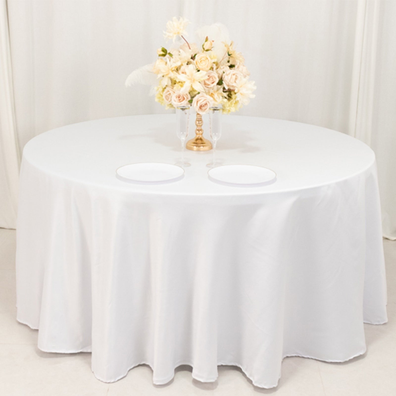 BalsaCircle 120" White Round Lamour Satin Tablecloth Table Covers ...
