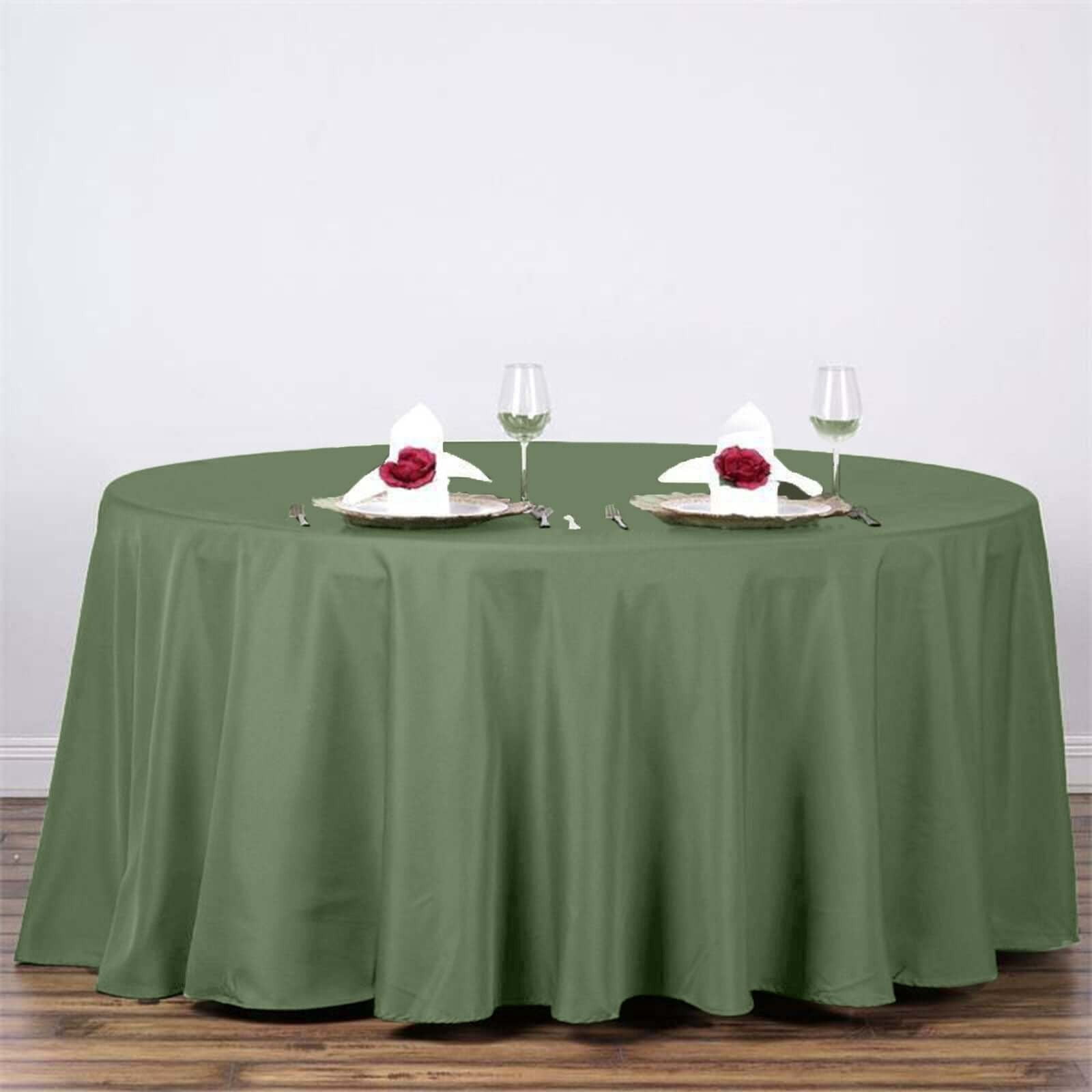 BalsaCircle 120" Round Polyester Tablecloth, Willow Green - Wedding ...