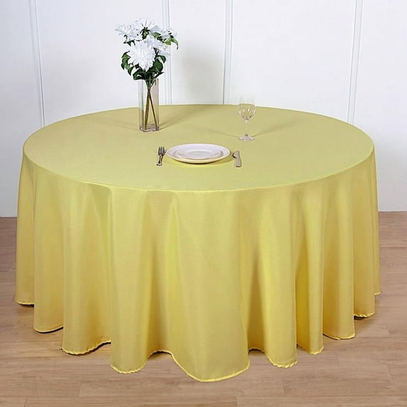 BalsaCircle 120" Yellow Round Polyester Tablecloth Wedding Table Linens ...