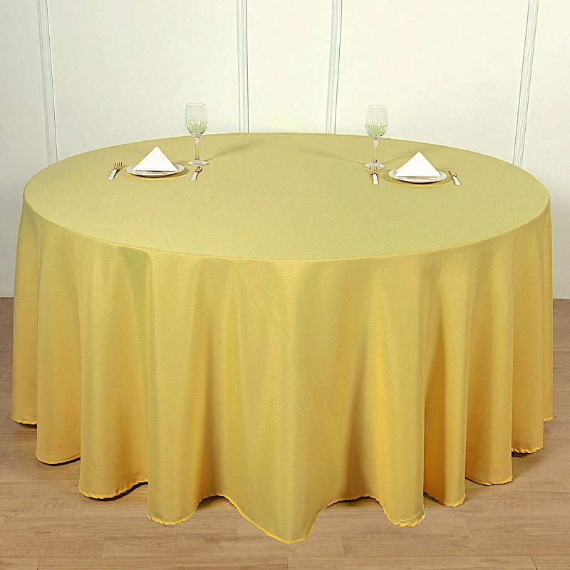 BalsaCircle 120" Yellow Round Polyester Tablecloth Wedding Table Linens ...